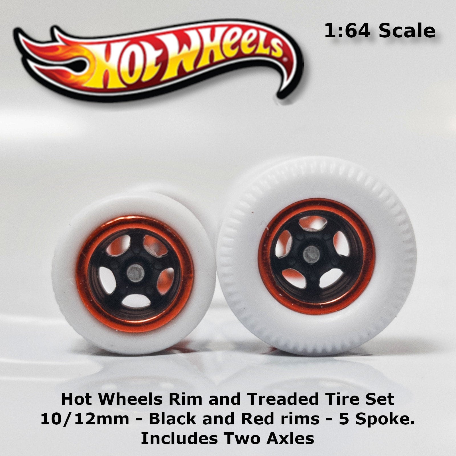 Hot Wheels Muscle Car Long Axle - Black/Red 5 spoke White Tire Drag ...