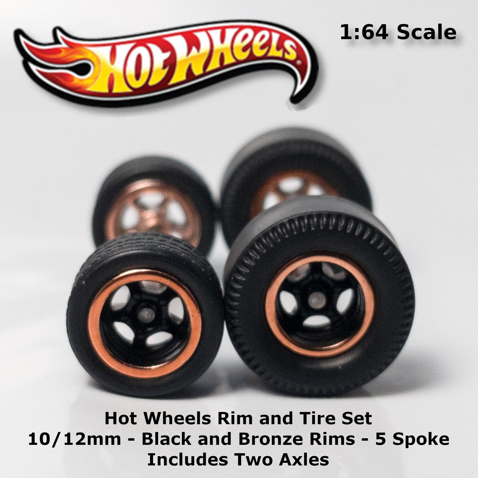 Hot Wheels Muscle Car Long Axle - Black and Bronze 5 spoke Blackwall ...