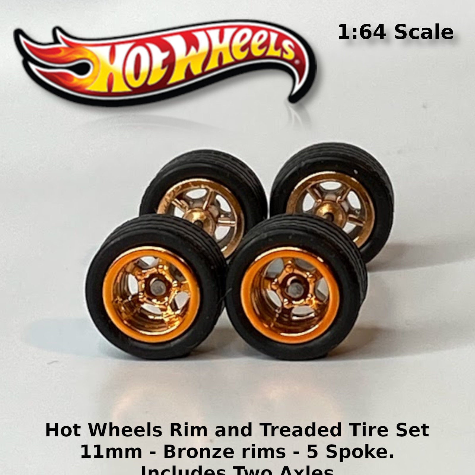 5 spoke - Bronze with Black Tires - Wheels and Tires Set for 1/64 Scale ...