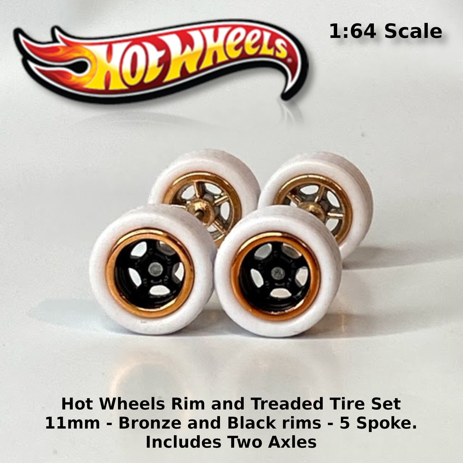 5 spoke - Bronze and Black with White Tires - Wheels and Tires Set for ...