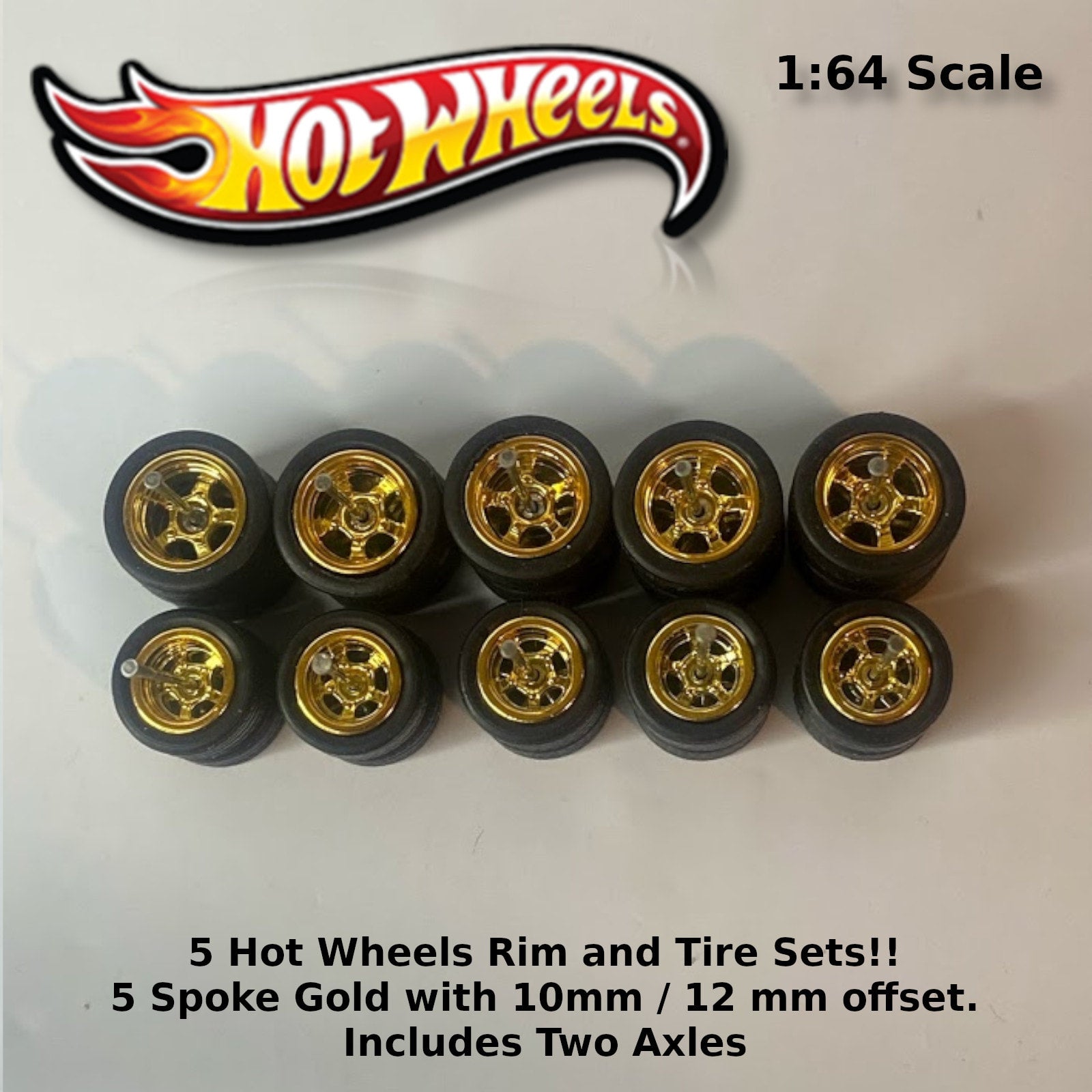 5 Sets - Hot Wheels Gasser/Muscle Car - Gold wheels - 10mm/12mm ...