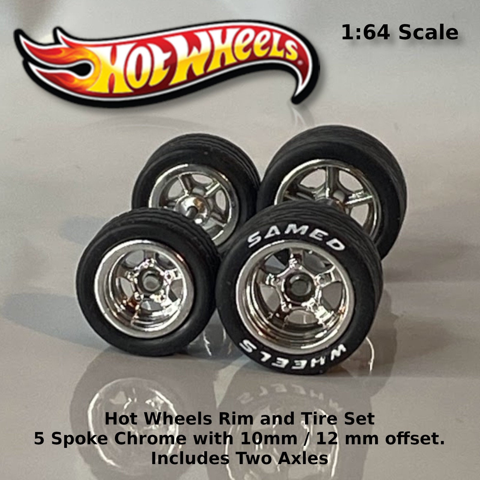 Hot Wheels Gasser/Muscle Car - Chrome lettered rear wheels - 10mm/12mm ...