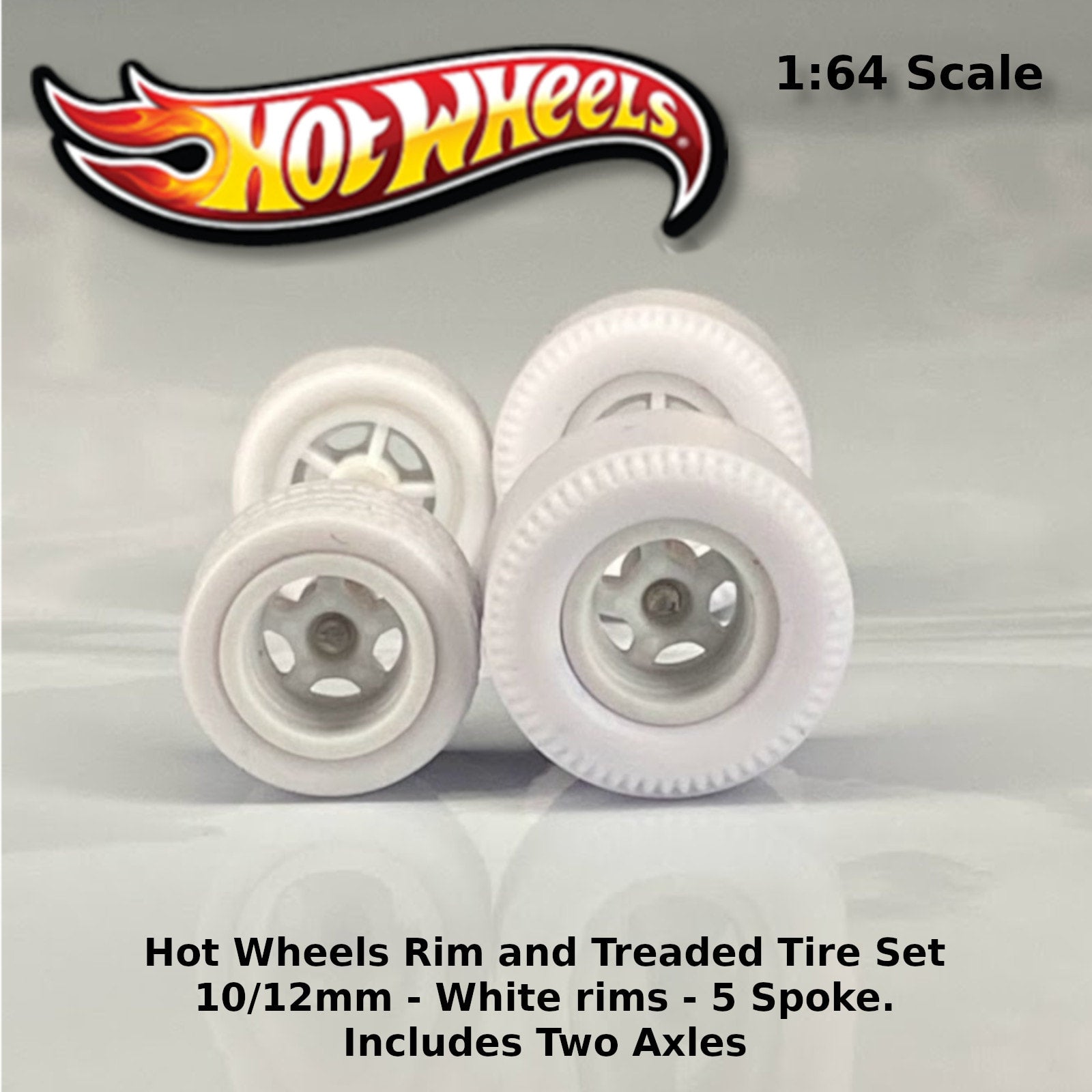Hot Wheels Muscle Car Long Axle - White 5 spoke White Tire Drag Slicks ...
