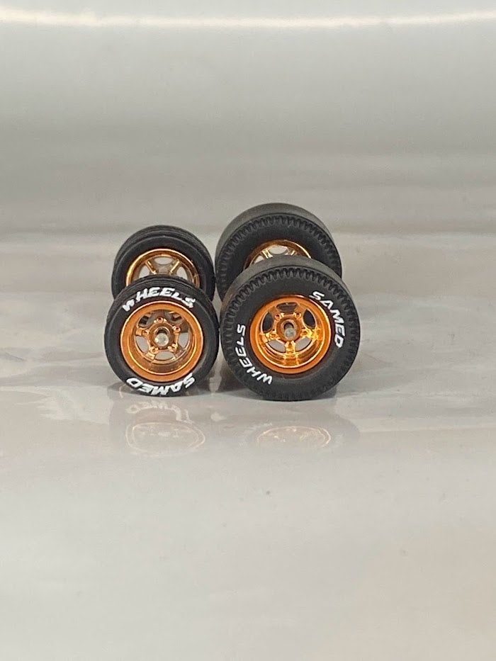 Hot Wheels Muscle Car Long Axle - Bronze 5 spoke Drag Slicks - 10mm ...