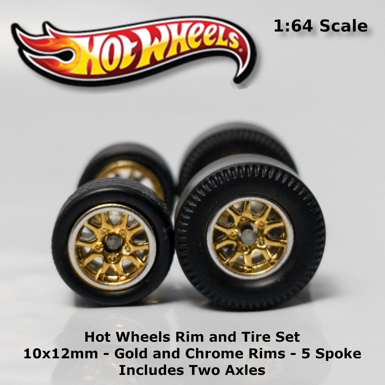 Hot Wheels Muscle Car Long Axle - Gold and Chrome 10 spoke Blackwall ...
