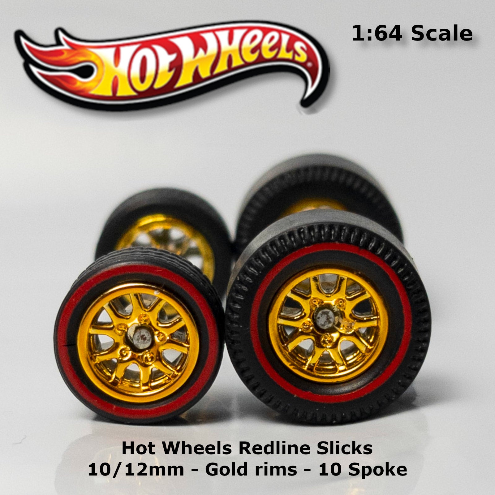 Hot Wheels Muscle Car Long Axle - Gold 10 spoke Redline Drag Slicks ...
